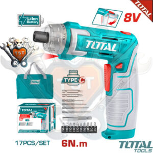 شنيور 8فولت سن مفك 6نيوتن 1/4″ توتال USB type-C TSDLI0802 – توتال السبتية